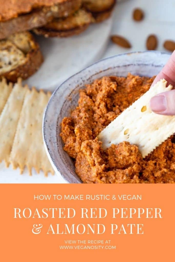 Rustic Almond and Roasted Red Pepper Pate - Vegan Recipe - Veganosity